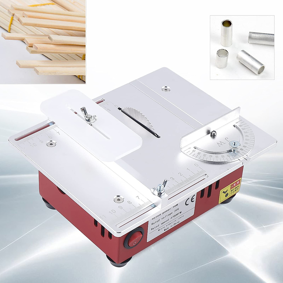 Mini Table Saw,Mini DIY Table Saw Table Woodworking Cutting Machine Acrylic Wood PCB Cutter with Adjustable Speed for Hobby Handmade Wooden Model Crafts Making