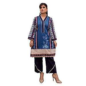 IshDeena Indian Kurta Set for Women Ready to Wear - Pakistani Dresses, Salwar Kameez, Palazzo Kurti Set, Shalwar Kameez Set (3X-Large/Blue)