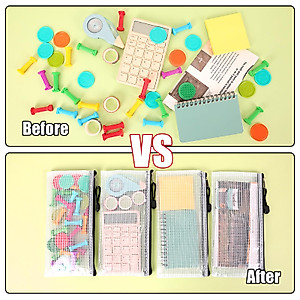 EOOUT 48pcs Mesh Zipper Pouch, 9.5x4.5 Inches Waterproof Zipper Bags, Clear Small Zipper Pouches, Organizing Storage with Zipper for Bill, File and Travel (Black)