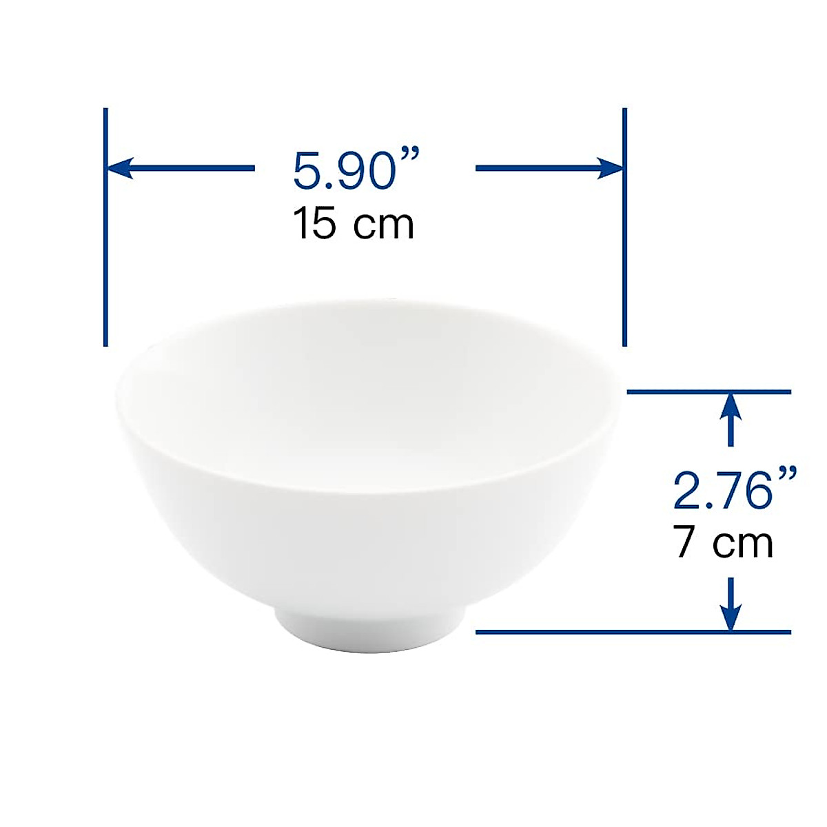 Nethan by MinhLong Premium Porcelain Ceramic Rice/Soup Bowl Set of 6 (Plain White)