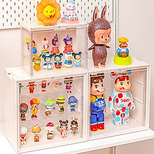 GOTO Clear Assemble Display Box, Doll Display Storage Case, Stackable Show Case for Pop Mart, Garage Kits, Action Figures, Lego, Collectibles, Toys, Cosmetics (1 Box with 2 Partitions)