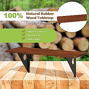 Tangkula 40" x 14" Wall-Mounted Table Desk, Floating Desk Wall Desk, Rubber Wood Wall Table w/Sturdy Steel Bracket, Spacious Tabletop, Multifunctional Table for Home, Kitchen, Office (Brown)