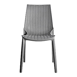 LeisureMod Kent Modern Outdoor Stackable Dining Chair Set of 4, Grey