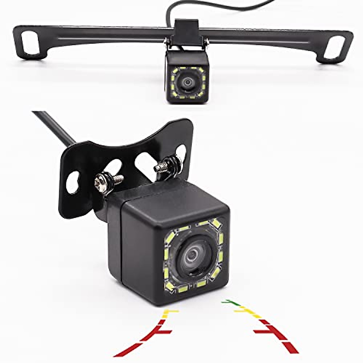 Aienxn Car Backup Camera, 170° Wide View Angle Waterproof HD 12LED Night Vision Car Rear View Camera Including Universal Backup Camera License Plate Bracket for Cars, SUV, Trucks, RV etc. Q-050-set