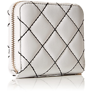 GUESS womens Cessily Small Zip Around Wallet, White Multi, one size US