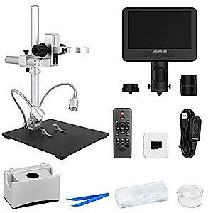 Andonstar AD246M 500X Digital Microscope for Adults,3 Lens 1080P Digital Microscope with 10.4 inch Metal Stand for PCB Soldering Microscope,Biological Microscope Tools,32G Card