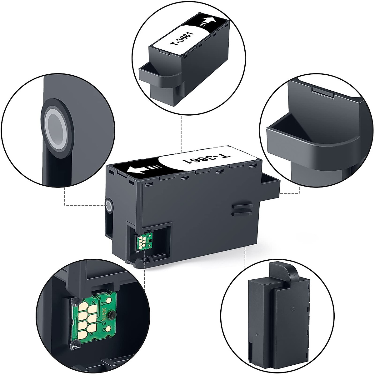 Xcinkjet T3661 T366100 Ink Maintenance Box for XP-15000 XP-6100 XP-970 XP-8700 XP-8800 XP-6000 XP-8600 XP-8500 Printer(2 Packs)