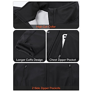 BERGRISAR Winter Cycling Jacket for Men Softshell Windproof Thermal Fleece Bike Clothing Running Jacket Windbreaker Black Large