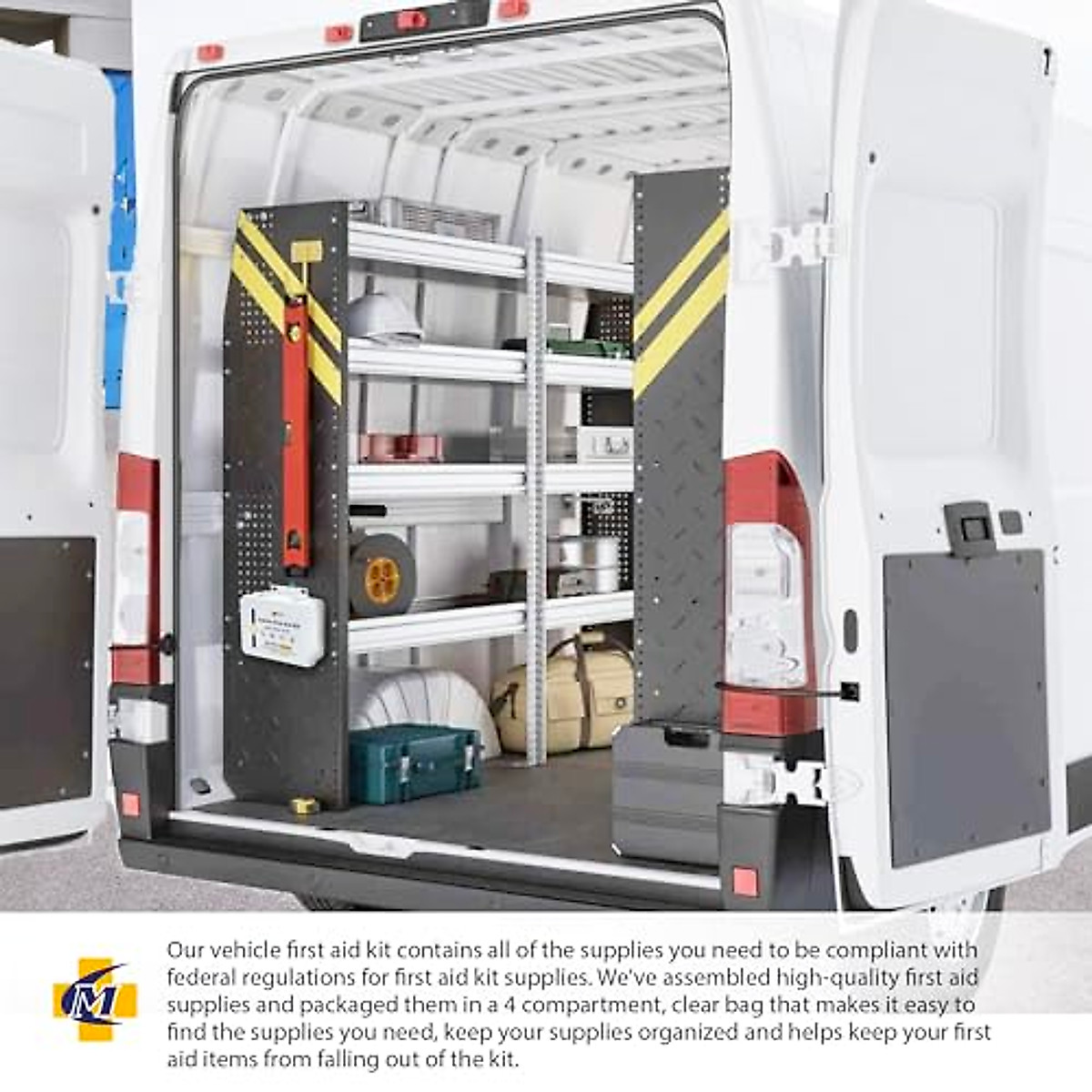 MFASCO Vehicle First Aid Kit - Compact Metal Kit - Portable & Mountable - Safety Kit for Commercial Vehicles & Workplace - DOT ANSI OSHA Compliant - Includes 112 Pcs Work Essential First Aid Supplies