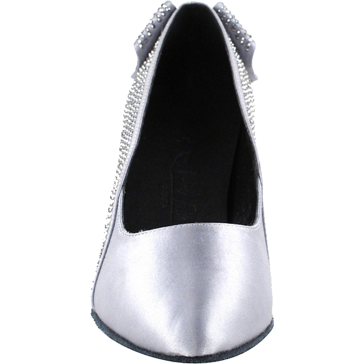 Very Fine Women's Salsa Ballroom Tango Dance Shoes Sera 5512 Ribbon Design Bundle with Dance Shoe Heel Protectors, Grey Satin 9 M US 2.5" Heel
