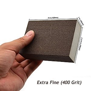 Extra Fine (400 Grit) Manual Sanding Sponge Sheet Kitchen Polishing Grinding Abrasive Sponge Block 4-Inch, 4-Pack