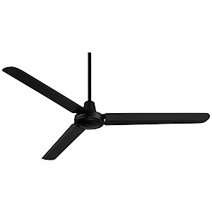 Casa Vieja 60" Turbina DC Industrial Rustic Farmhouse 3 Blade Indoor Outdoor Ceiling Fan with Remote Control Matte Black Damp Rated for Patio Exterior House Home Porch Gazebo Garage Barn