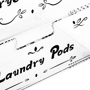 Noamus Laundry Pod and Dryer Sheet Holder, Acrylic Laundry Container Set with Hinged Lid, 2 Tiers Clear Detergent Pods Storage Dispenser with Drawer for Laundry Room Organization Decor, 7"x4.7"x6.7"