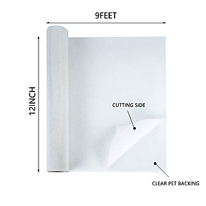 HTVVETUR Glitter White Heat Transfer Vinyl - 12" x 9ft Iron on Vinyl HTV Vinyl for Shirts, Cameo - Easy to Cut & Weed for Heat Vinyl Design (J001-9ft)