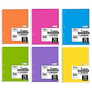 Mead Spiral Notebook, Pack of 18, 1 Subject College Ruled Spiral Bound, Pastel Color School Notebooks Included, 70 Pages…