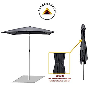 FLAME&SHADE 6.5 x 10 ft Rectangular Outdoor Market Patio Table Umbrella with Tilt, Anthracite