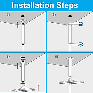 HOMEDEC Brass Shower Extension Arm with Flange,12inch Rainfall Shower Head Extender Pipe Ceiling Mount Straight Square Tube Replacement, Chrome, NPT 1/2" Threads