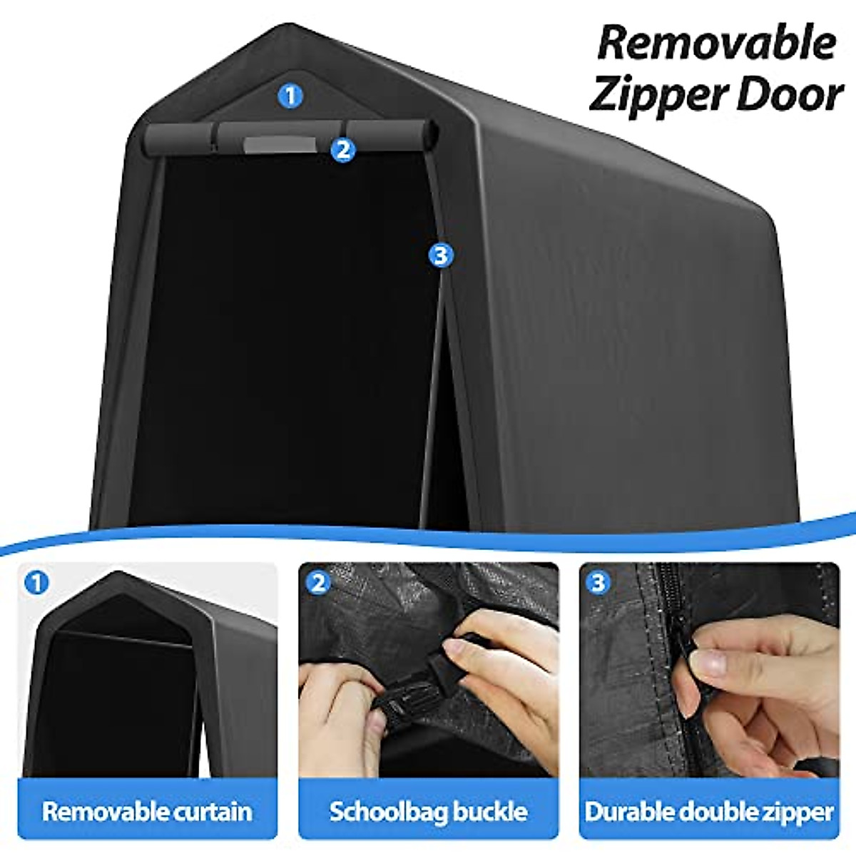 6'x7' Storage Shed,Outdoor Portable Shed Carport,Zipper Storage Shed with Roll-up Door and Vent Window, Heavy Duty Metal Frame Top, Durable Waterproof Shade Tent for Firewood Generator Vehicles