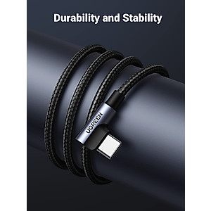 UGREEN USB to USB C Cable 90 Degree USB C Fast Charging Cord Compatible with iPhone 15/15 Plus/15 Pro/15 Pro Max/Samsung Galaxy S10/S10+/Pixel 7/6a/LG G8/G7/Pixel/Switch, etc, 1.6FT