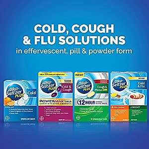 Alka-seltzer Plus Cold & Flu, Power Max Cold and Flu Medicine, Day, For Adults with Pain Reliver/Fever Reducer, Cough Suppressant, Nasal Decongestant, 24 count