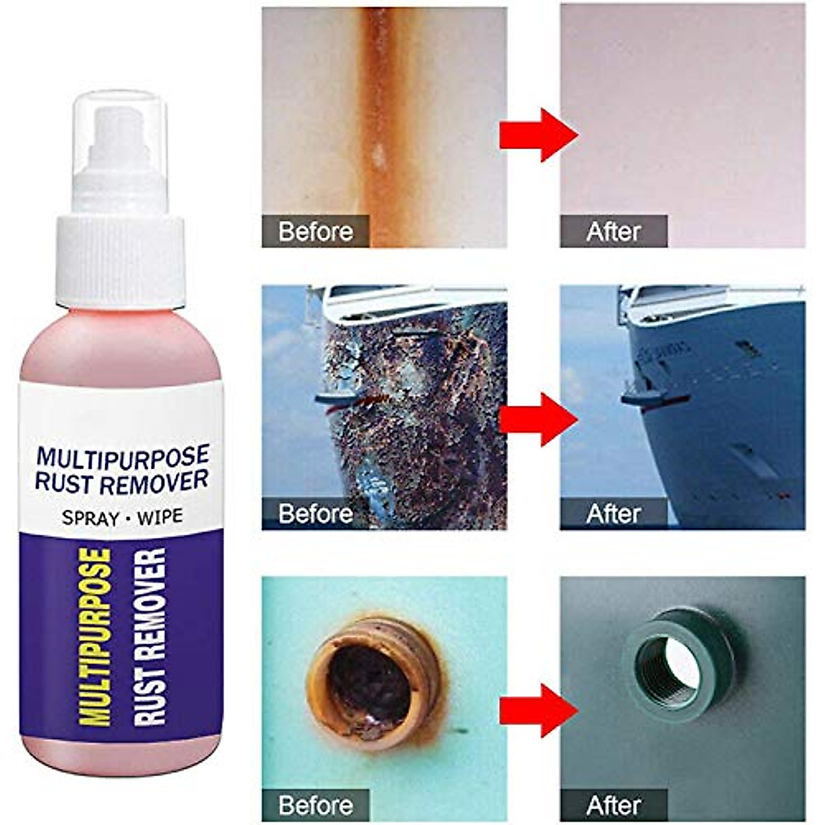 KINGSLAY Instant Rust Remover Spray 100 ML - Anti Rust Inhibitor Derusting Spray, Car Maintenance Cleaning Rust Dissolver, for Car Repair, Car Detailing,Cleaning, Metal Repair, Stainless Steel  (B)