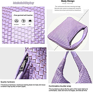 Women's Leather Woven Tote Handbag,Handmade Large Capacity Shoulder Bags Travel Bag Shopper Bag Hobo Bag (Apricot)