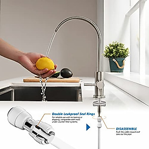 WEWE Drinking Water Faucet for Kitchen Sink, Kitchen Water Filter Faucet Stainless Steel for Reverse Osmosis or Water Filtration System Beverage Non-Air Gap RO Faucet Brushed Nickel Finish