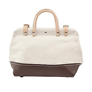 Klein Tools 5102-12 Heavy Duty Natural Canvas Tool Bag, Tool Tote, Multi-Purpose Bag with Wide Hinged Opening and Leather Handles, 12-Inch