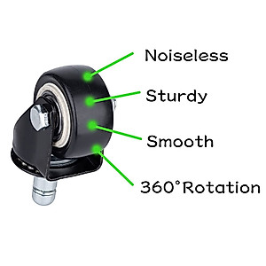 OBMMIRAO Pedicure Stool Low Roller Seat Wheel Stool,Swivel Stool Round Stool with Wheels, Black Low Chair with Wheels,PU Leather (Black StyleB)