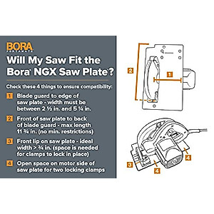 Bora NGX Saw Plate Includes 55" Non-Chip Strip That Elimates Tear Out, Designed for Straight Cuts While Using The NGX Clamp Edge System, 544001