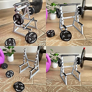 Pen Holder for Desk, 2023 New Squats Rack Pencil Holder, Funny mini Barbell Rack Display Holder, Gym Theme Pen Organizer for Pen Storage (Pen Holder + Barbell)
