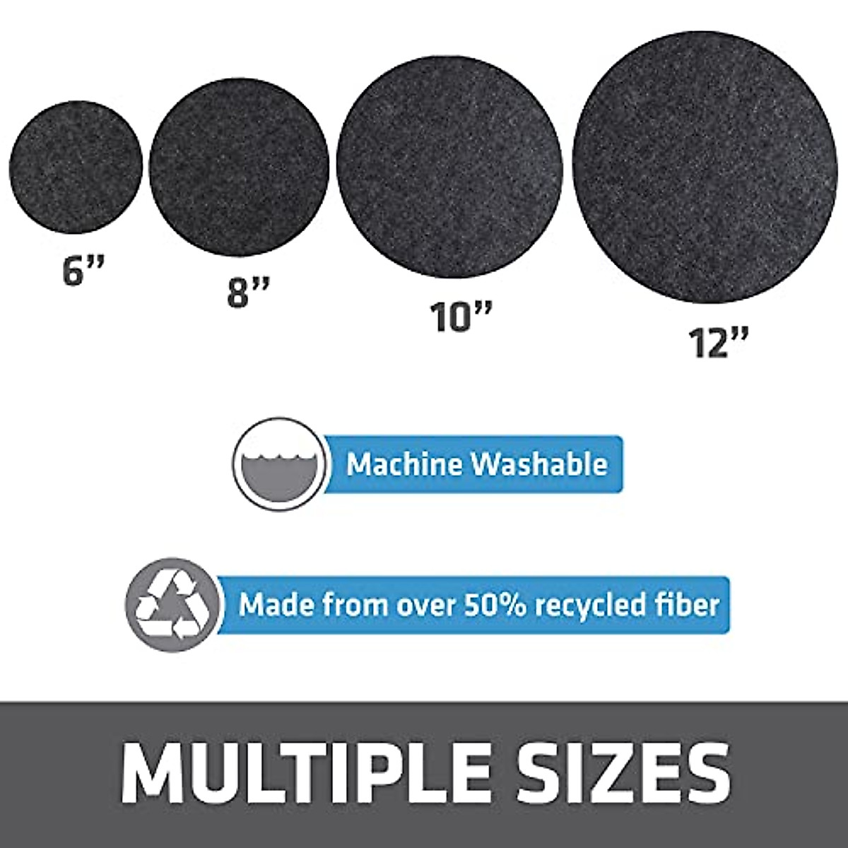 Drymate Plant Coaster Mat Reversible, Charcoal/Brown, (12 Inch), (Set of 2), Round/Fabric, Absorbent/Waterproof - Protects Surfaces, Contains Liquids (USA Made)