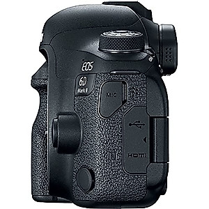 6D Mark II DSLR Camera (Body Only) Video Creator Bundle with Portable LED Light, 128GB Memory Card, Battery Grip, Microphone, Extra LP-E6 Battery, Gadget Bag, Cleaning Kit and More 1897C002