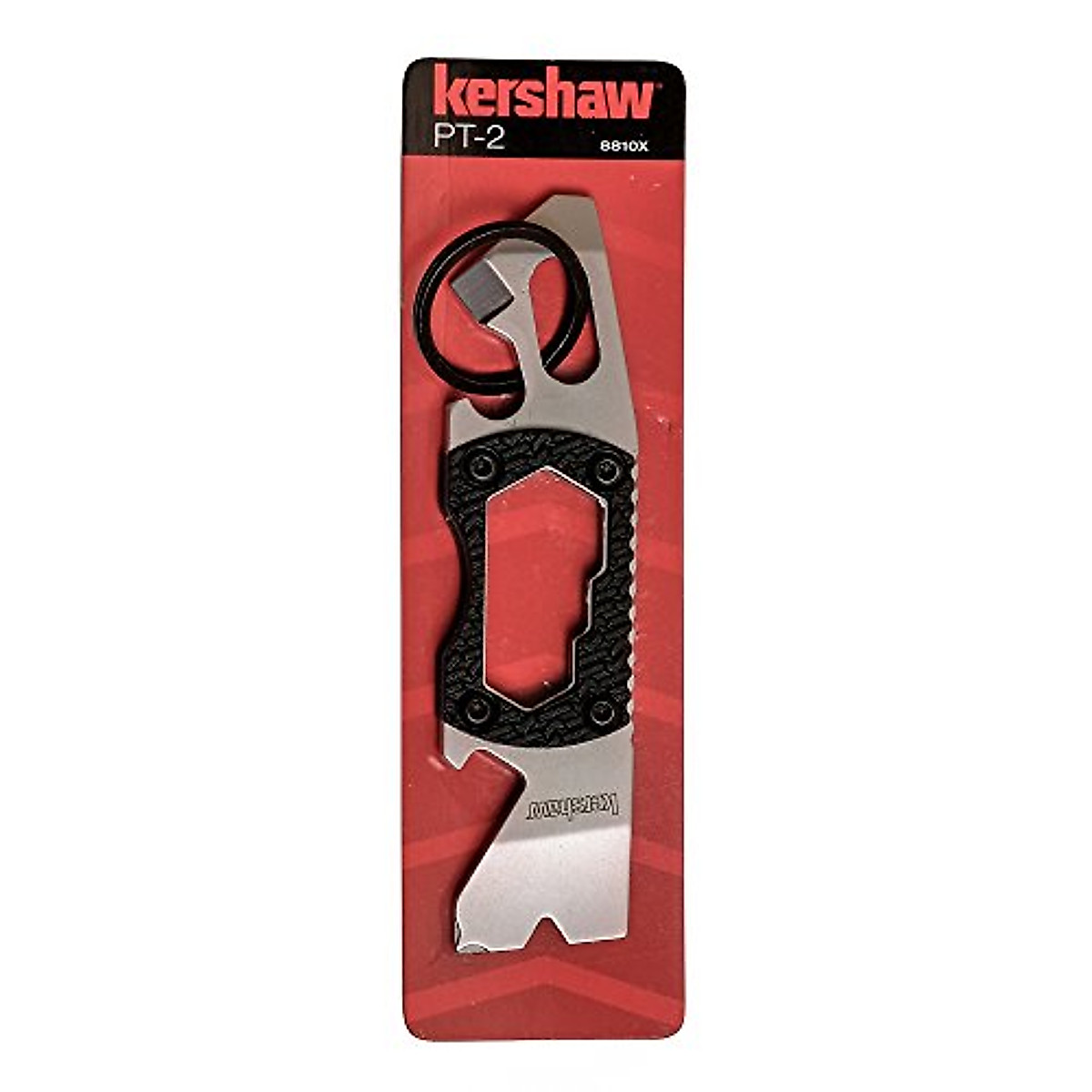 Kershaw PT-2 Compact Keychain Pry Tool (8810X); Features Bottle Opener, Two Screwdriver Tips, Pry Bar, Wire Scraper, Three Hex Drives; Made of 8Cr13MoV Stainless Steel; 0.8 OZ, 3.75 in Length, Small