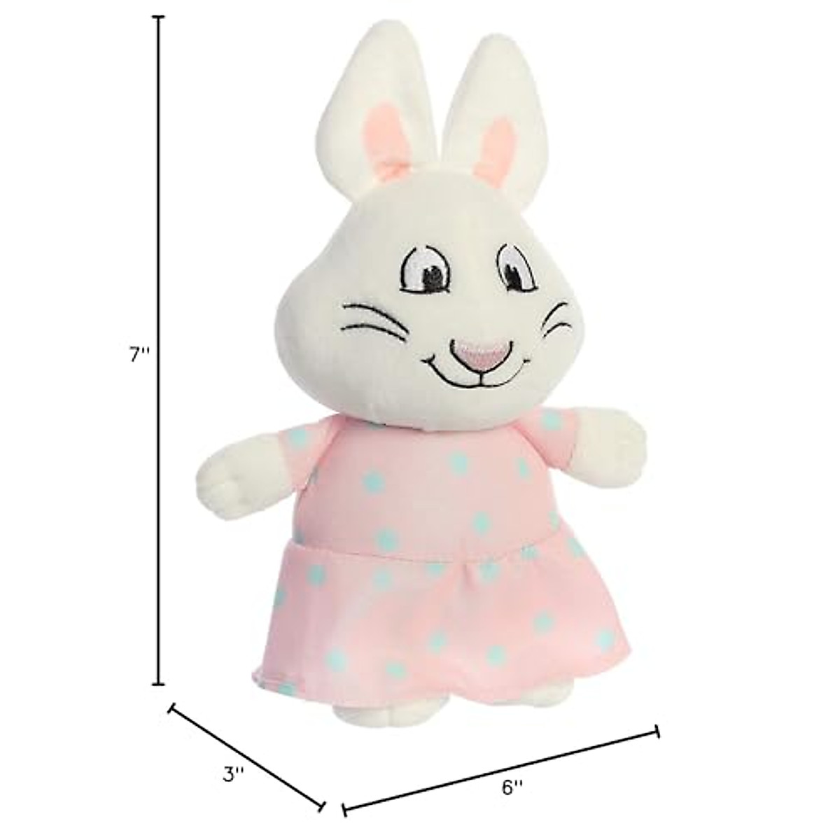 Aurora Bundles of 2 6.5 Inch Plush Animals: Max and Ruby Bunnies, White Black red Pink Blue