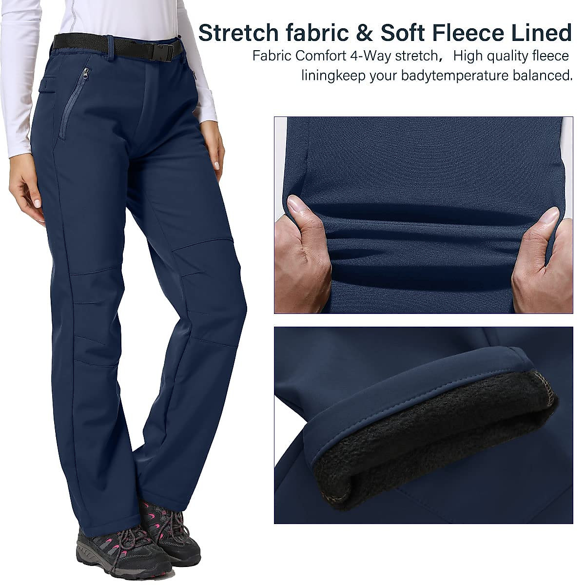 Jessie Kidden Women's Waterproof Pants Hiking Ski Snow Fish Fleece Lined Insulated Outdoor Golf Travel Pant (801F Blue S 6)