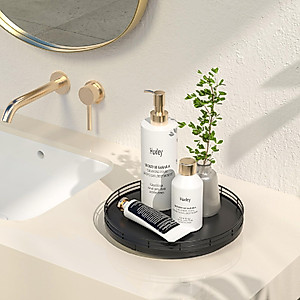 10" Oak Wood Lazy Susan Turntable Organizer, Lazy Susan for Cabinet Dining Table Pantry Kitchen Countertop Spice Bathroom Vanity Tray for Counter Dresser Sink Soap Holder Coffee Table Bar Decor Black