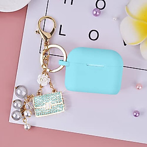 Case for Airpods Pro 2nd Generation - VISOOM Bling Airpods Pro 2 Cases Cover Women Silicone iPods Pro 2 Earbuds Wireless Charging Case Girl Glitter Keychain for Apple Airpod Gen Pro 2 Blue