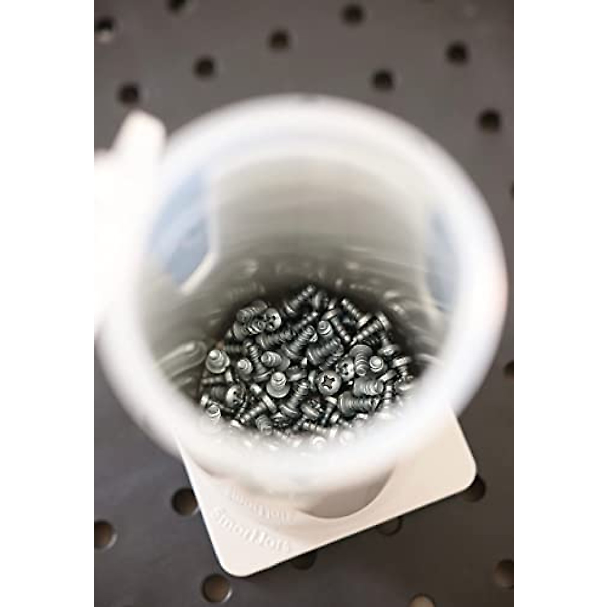 SmartJars® Pegboard Organizer Accessories Storage Jars, Pegboard Jars for Garage Organization, Craft Room, or Pantry, Pegboard Bins with Lids, Pegboard Wall Organizer, Organizer Pack of 12 (White)