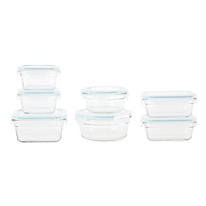 GLASSLOCK Microwave and Dishwasher Safe Tempered Glass Food Storage Containers with Locking Lids for Storing Leftovers and Meal Prep, 16 Piece Set