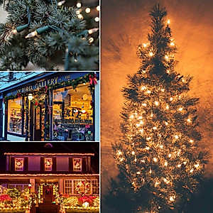 Minetom Clear Christmas Lights Set 100 Count 25 Feet Incandescent Bulb Mini String Lights for Indoor Christmas Tree Garland Birthday Wedding Party Festival Decoration, White Wire