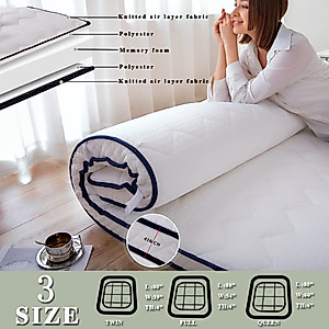 GYK Thicken Memory Foam Mattress Topper,Foldable Camping Road Trip Japanese Floor Futon,Tatami Mat Sleeping Pad,Knitted air Layer Cotton Fabric,Four-Sided Has Breathable Mesh,Cool Sleep