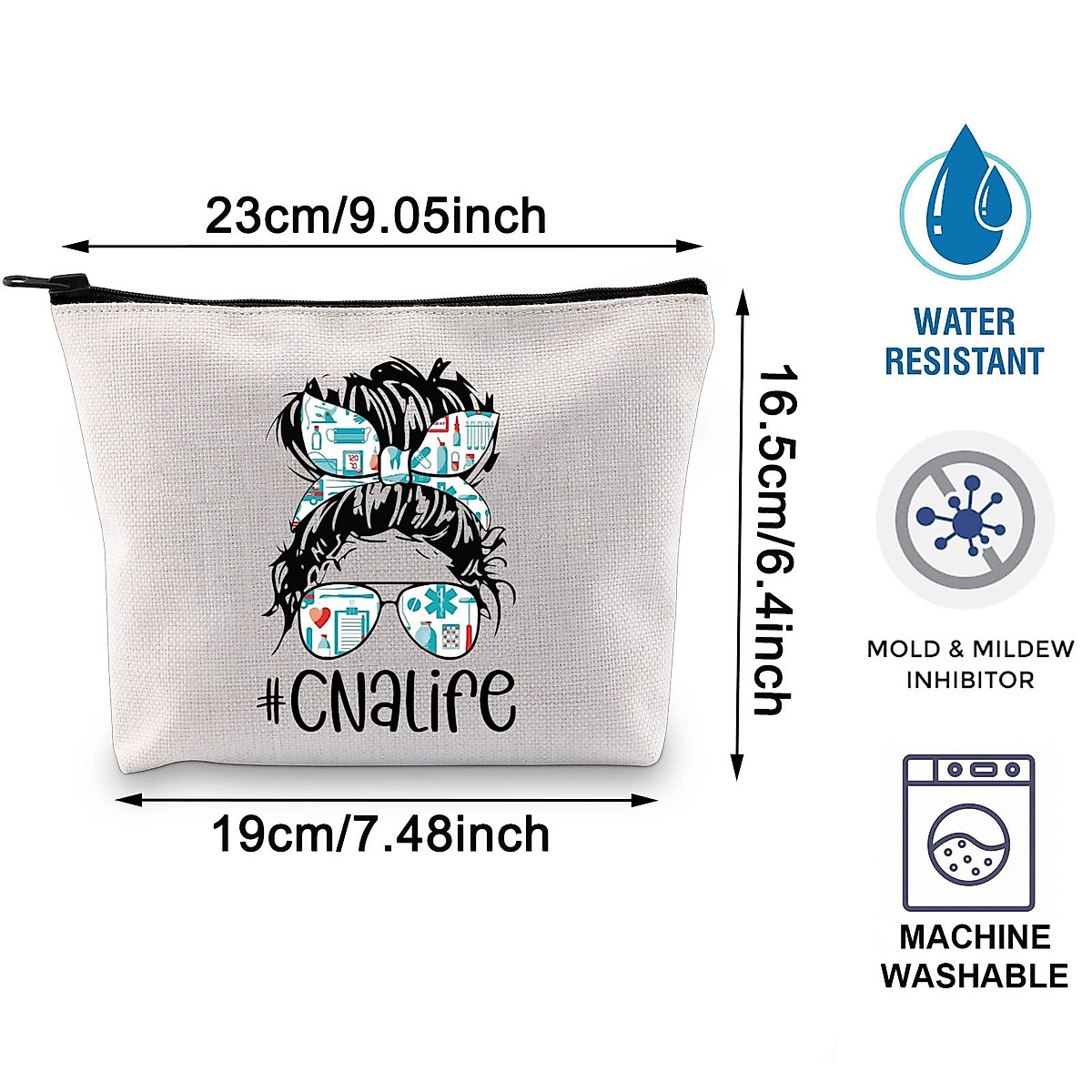 BLUPARK CNA Gift Zipper Bag Certified Nursing Assistant Gifts CNA Graduation Gift CNA Life Makeup Bag Nursing Cosmetic Bag (CNA life)