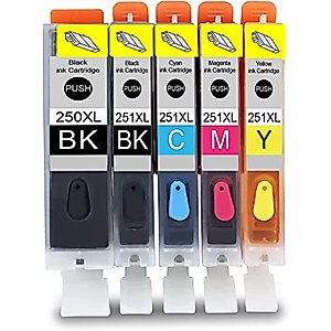 Compatible C A K E Ink Cartridge Replacement for 250XL 251XL 250 251 XL Ink Cartridges, Work with Pixma MX920 MX922 MX722 IP7220 IP8720 IX6820 MG5420 MG5422 MG5520 MG5522 MG5620 Printer, 5 Pack
