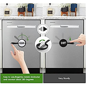 Dishwasher Clean Dirty Sign Magnet Free, Pan Design ø3.2 Clean Dirty Sign for Dishwasher with Removable Double Sided Sticker by SOOOEC