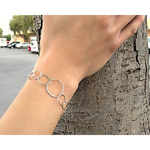 EFYTAL 70 Birthday Gifts, 925 Sterling Silver 7 Ring Bracelet for Women, 7 Circles Jewelry, Gifts for 70 Year Old, 70th Birthday Gifts for Grandma