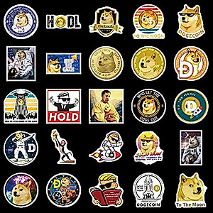 50Pcs Dogecoin Stickers for Water Bottles,Toys Teens Boys Girls Adults Gifts,Vinyl Waterproof Stickers for Laptop,Phone,Notebook,Skateboard Decal Sticker Pegatinas Juguete