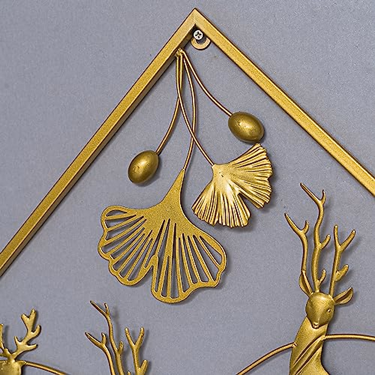 AYOUSENFAN Gold Metal Wall Decor Deer and Leaf Metal Art Wall Decor Design 70x22x0.4 Inch 3D Large Metal Wall Art for Living Room Easy Install Wall Sculptures Home Decor (3Pcs)