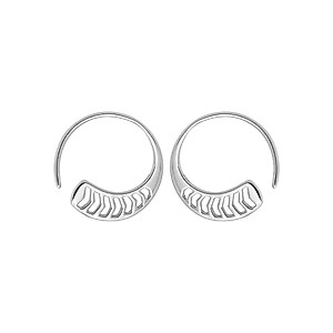 Boma Jewelry Sterling Silver Polished Chevron Pull Through Fashion Hoop Earrings