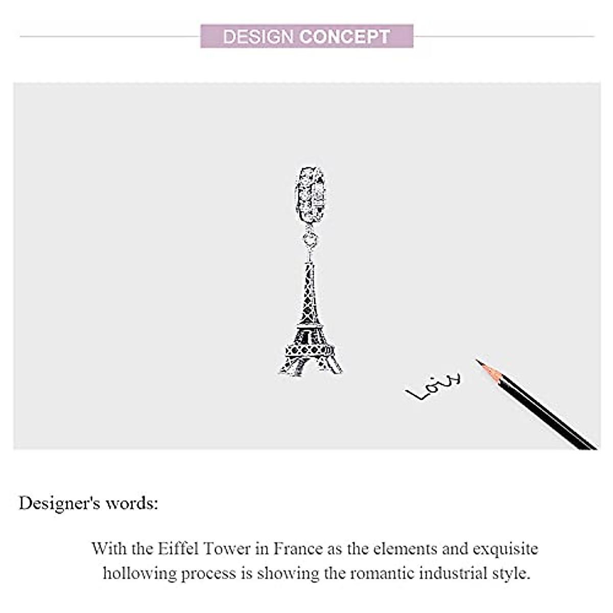 Manhe Charms Landmark Series Charm Sterling Silver Travel Charms Dangle for Pandora Bracelet (Paris Eiffel Tower Charms Pendant)